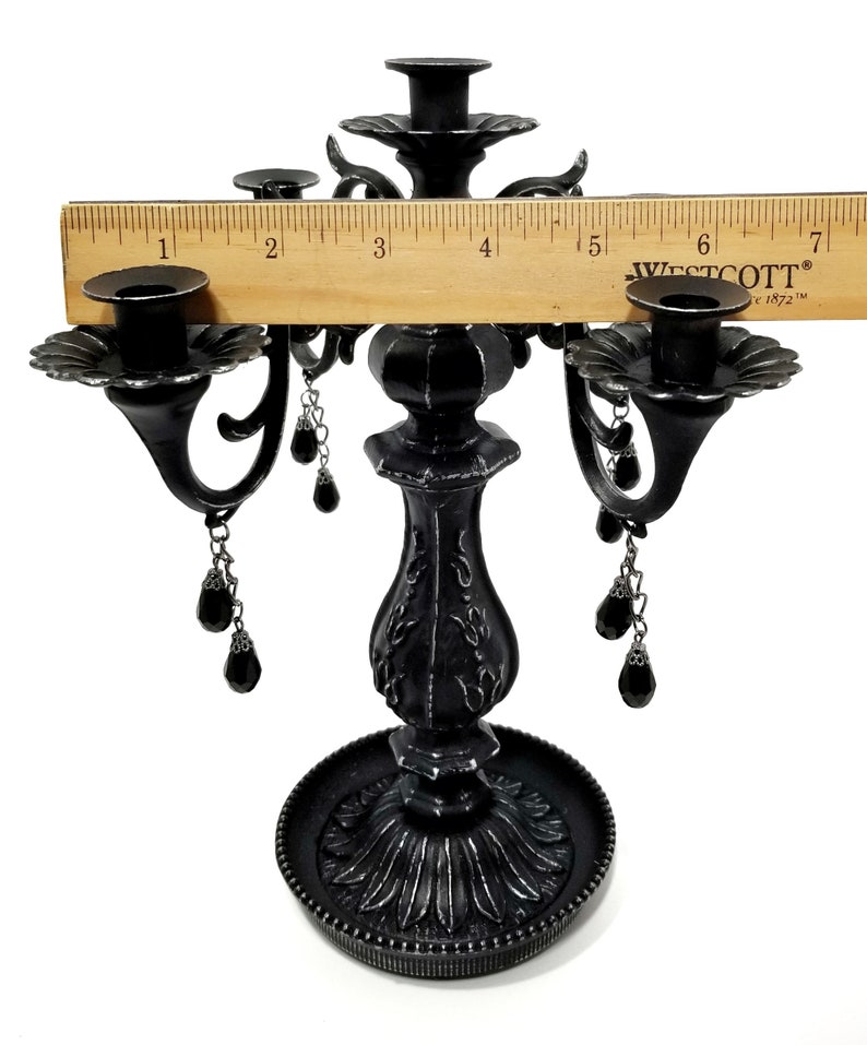 Gothic Candelabra | Black 5-arm Candle Holder With Crystal Drops ...