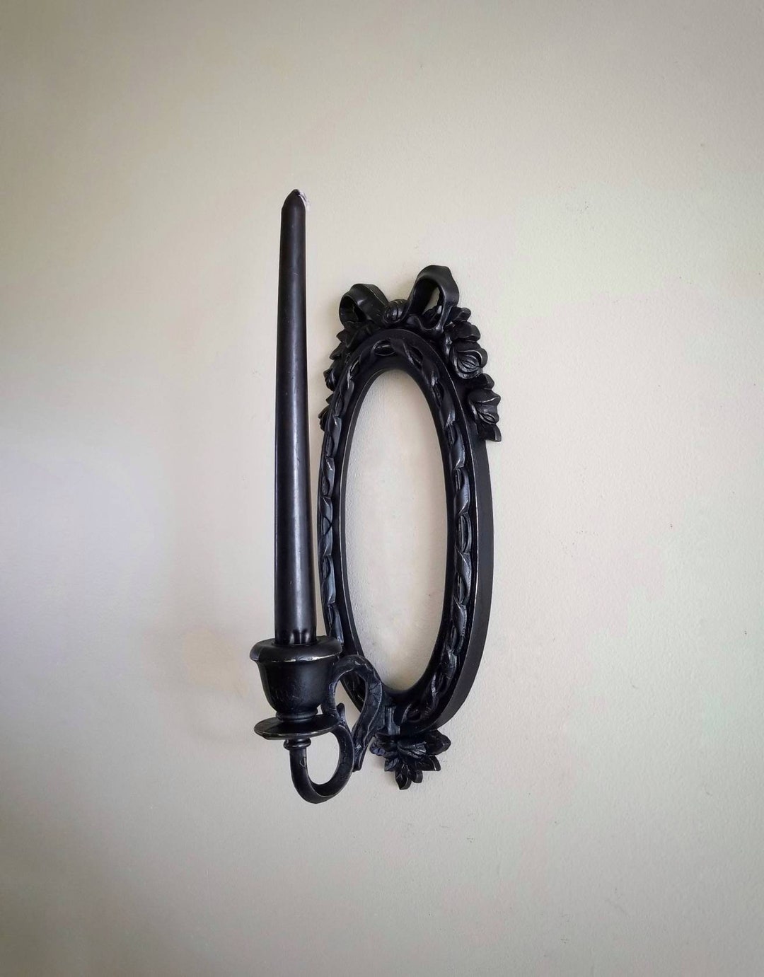 Aplique de pared con espejo gótico / Candelabro negro / Decoración con ...