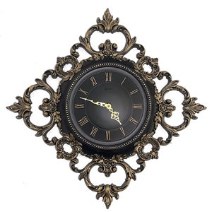 Large Gothic Wall Clock | Ornate Black and Gold Victorian Timepiece - Etsy