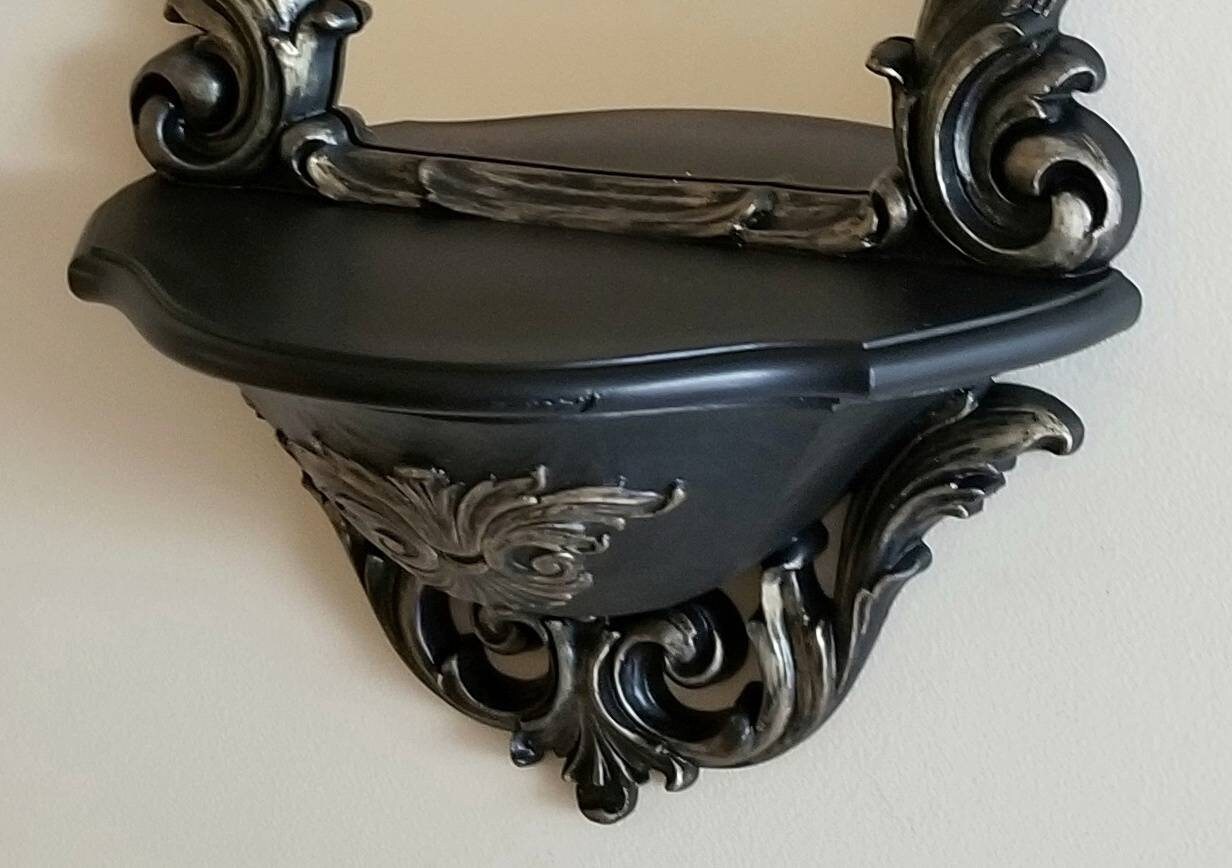 Black Mirror Shelf, Vintage Mirror, Gallery Wall Mirror Black Mirror Shelf, Vintage Mirror, Gallery Wall Mirror