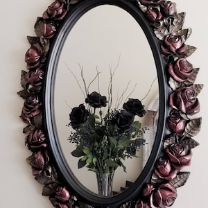 Dark Cottagecore Mirror, Rose Garden, Princess Mirror, Large Black ...