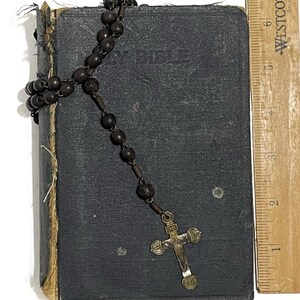 Antique Holy Bible With Vintage Rosary | Gothic Decor Book - Etsy