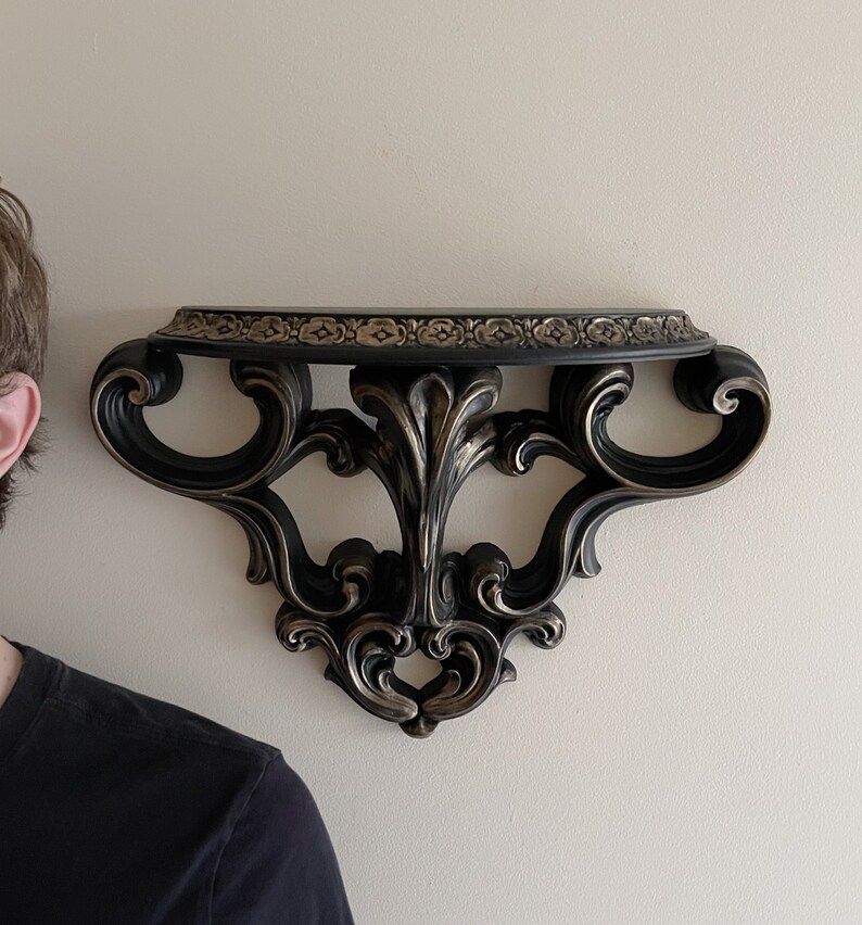 Black Wall Shelf Large Shelf Black Floating Shelf Ornate - Etsy