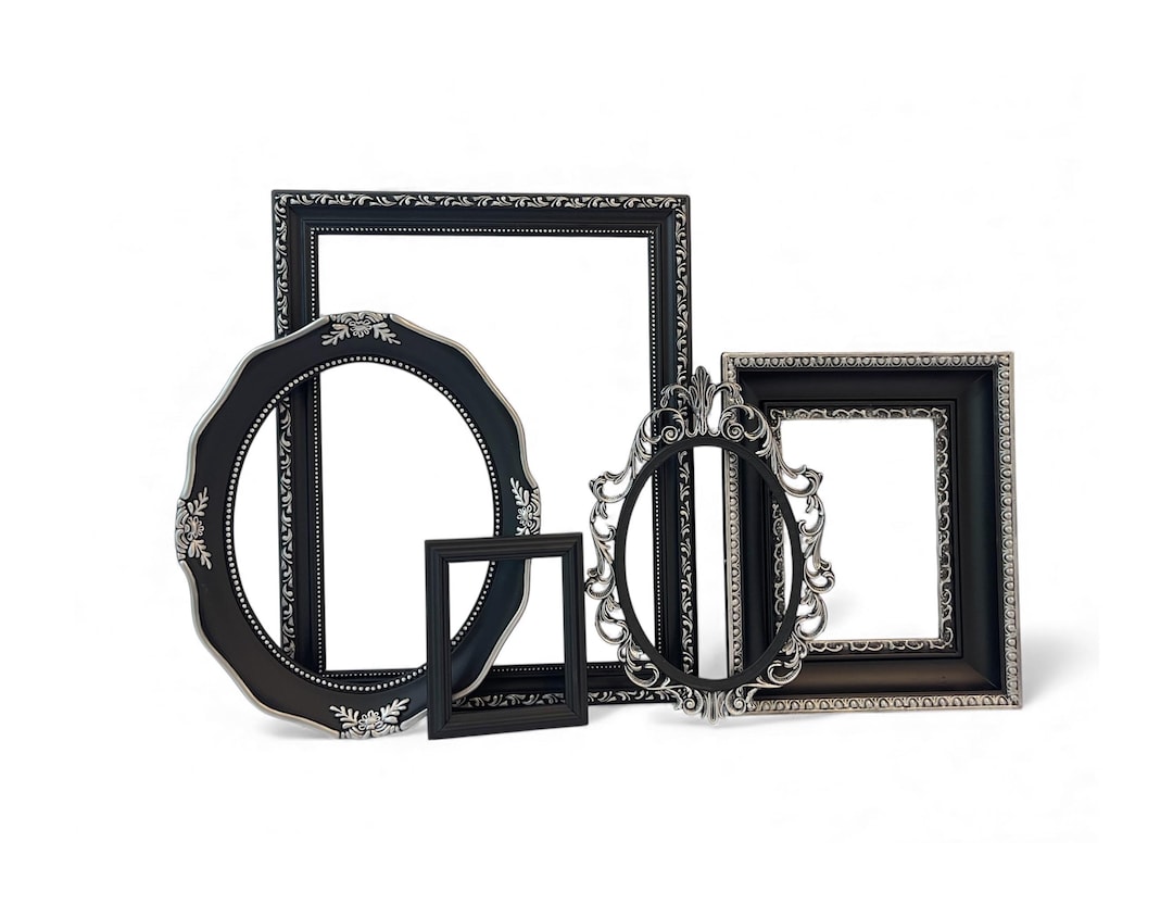 Black and Silver Frame Set | Gothic Gallery Wall Frames | Ornate ...