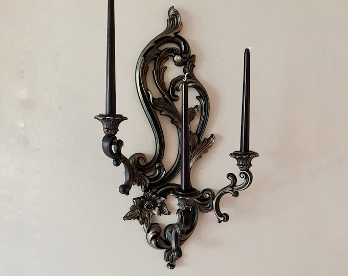 Gothic Victorian Wall Candlestick, Vintage Wall Sconce Black Candle ...