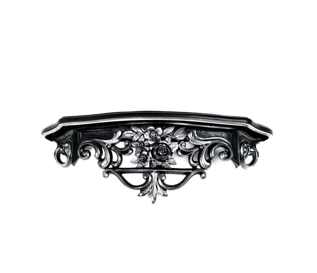 Black Wall Shelf, Large Shelf, Black Floating Shelf, Ornate Shelf ...