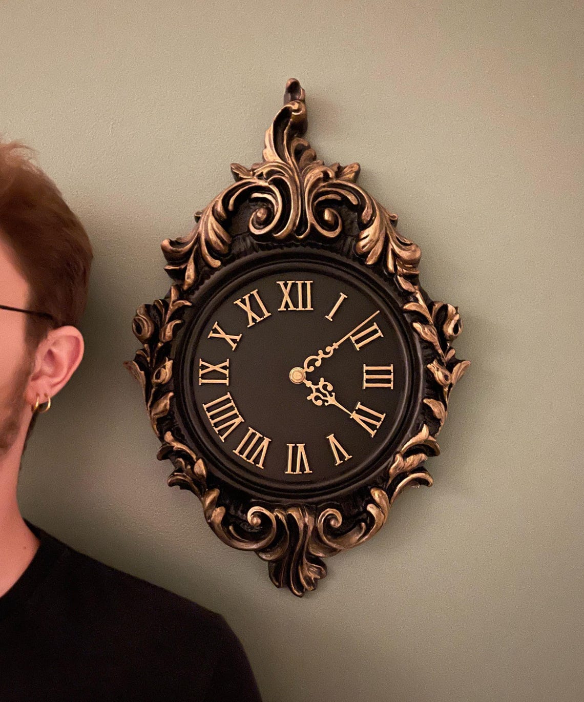 Gothic Wall Clock | Victorian Style Timepiece | Black Baroque Decor - Etsy