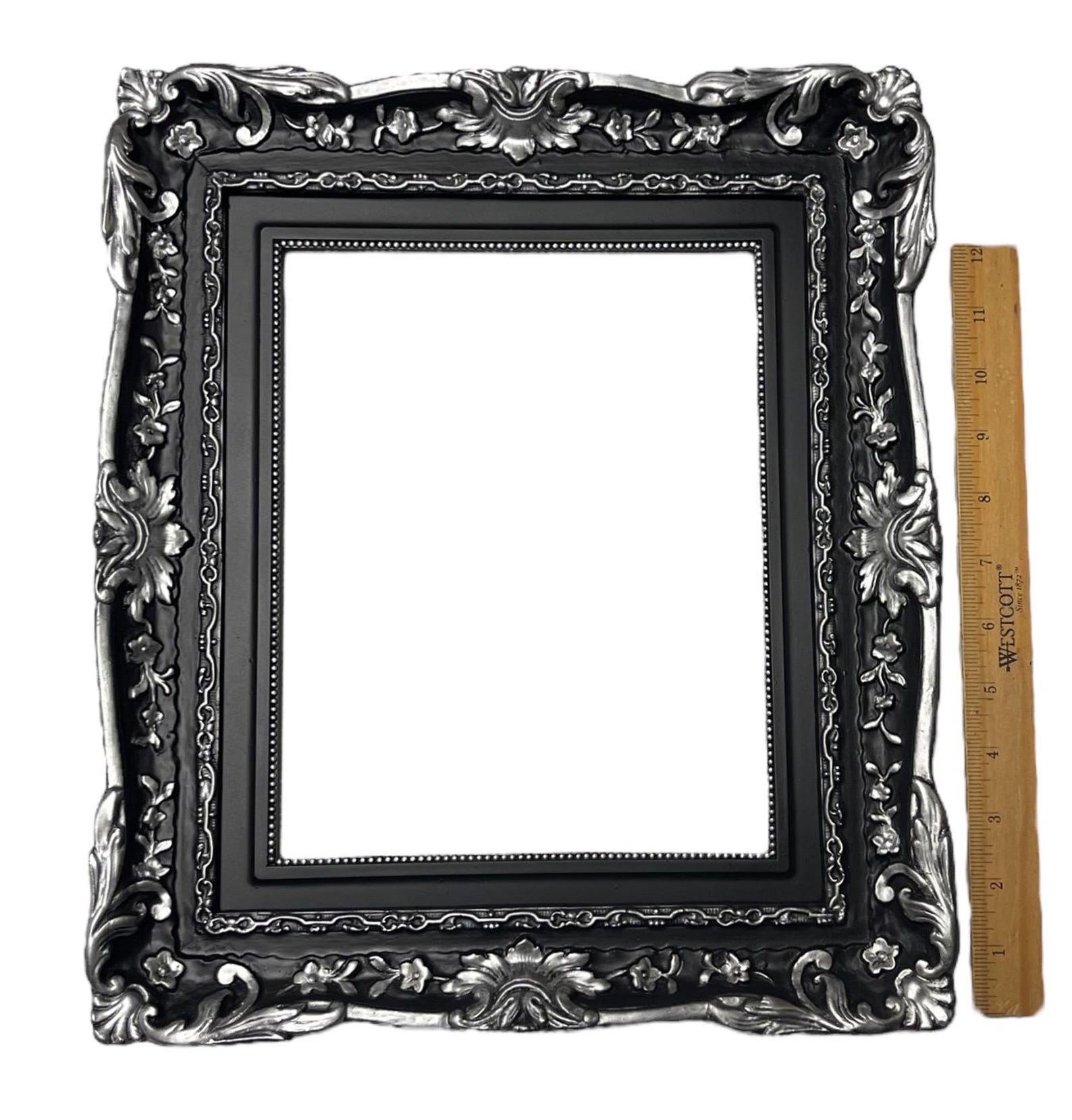 8x10 Gothic Picture Frame | Baroque Black & Silver Frame | Victorian ...
