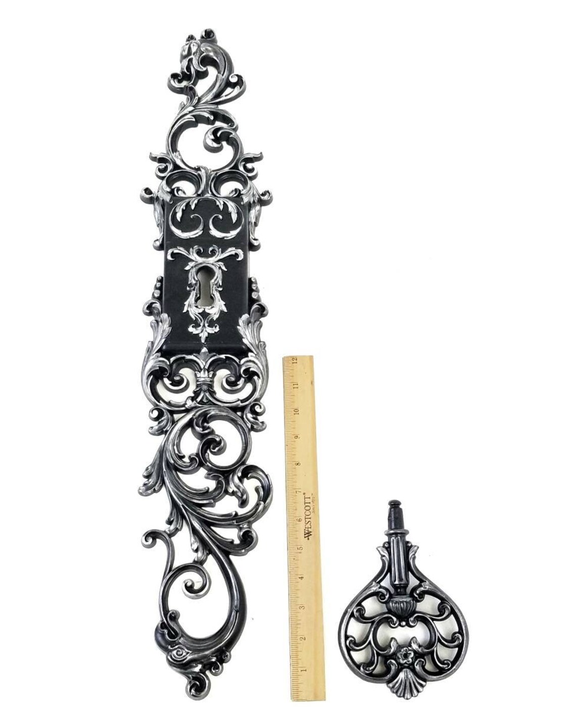 Victorian Goth Wall Plaques | Black & Silver Lock and Key Decor - Etsy