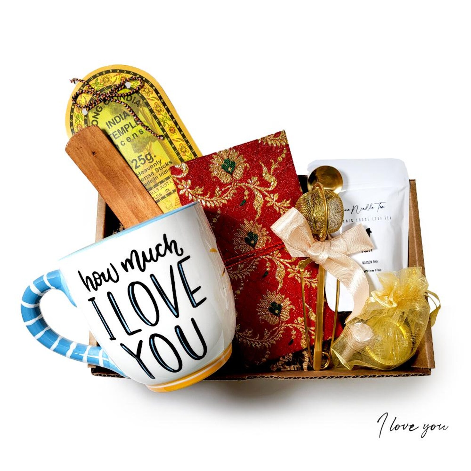 Tea Gift Box With Loose Leaf Tea, Honey Jar, Golden Spoon, Tea Infuser ...