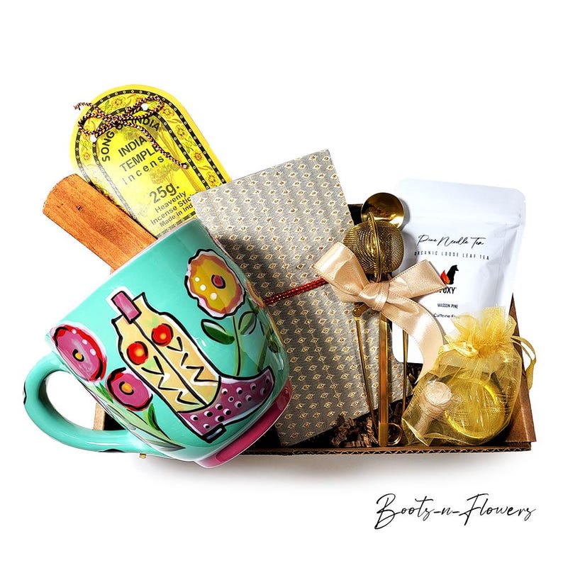 Tea Gift Box With Loose Leaf Tea, Honey Jar, Golden Spoon, Tea Infuser ...