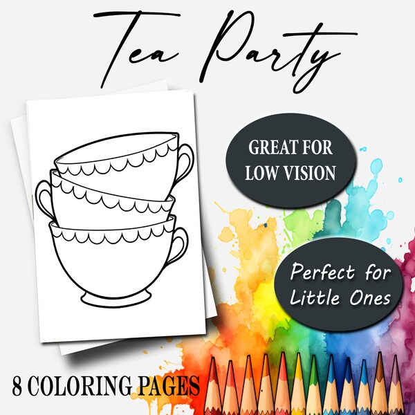 Tea Party Coloring Page - Etsy