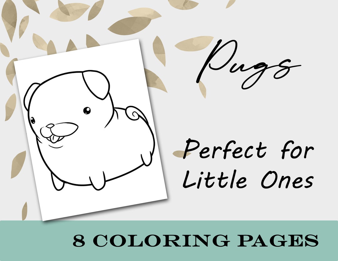 Pug Coloring Pages Coloring Pages for Kids Pug Dog Coloring - Etsy