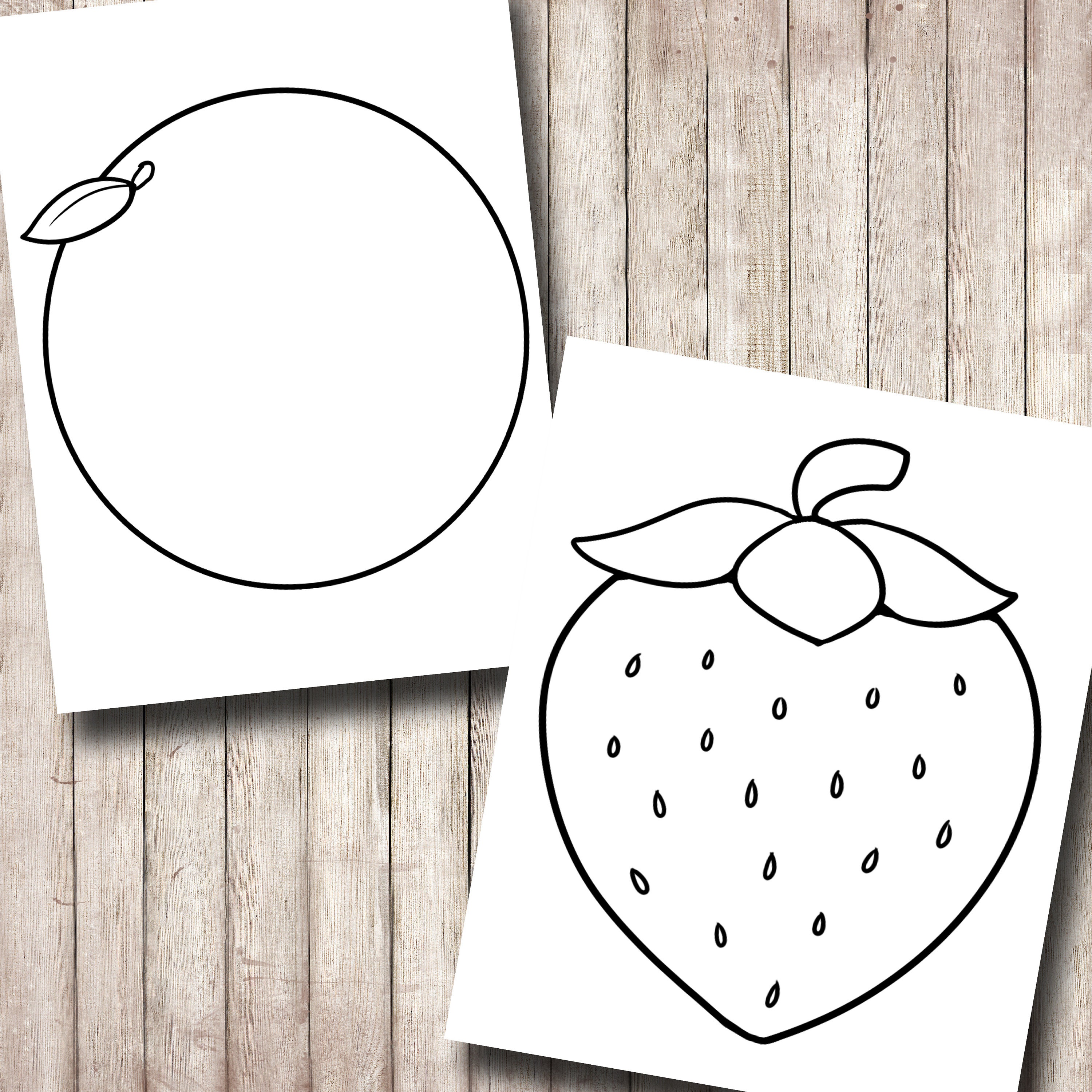 Fruit Coloring Pages: Simple Designs for Kids (PDF) - Etsy