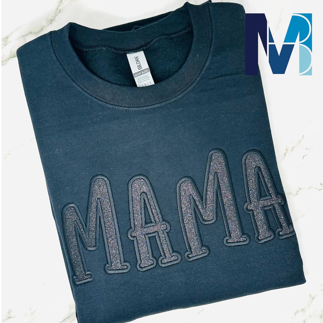 Embroidered Mama Crewneck: Custom Glitter Mama Sweater - Etsy