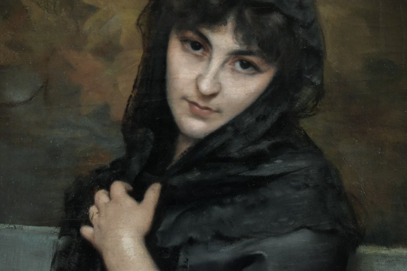 Antique Portrait Oil Painting Elegant Young Woman Circa 1880 - Etsy