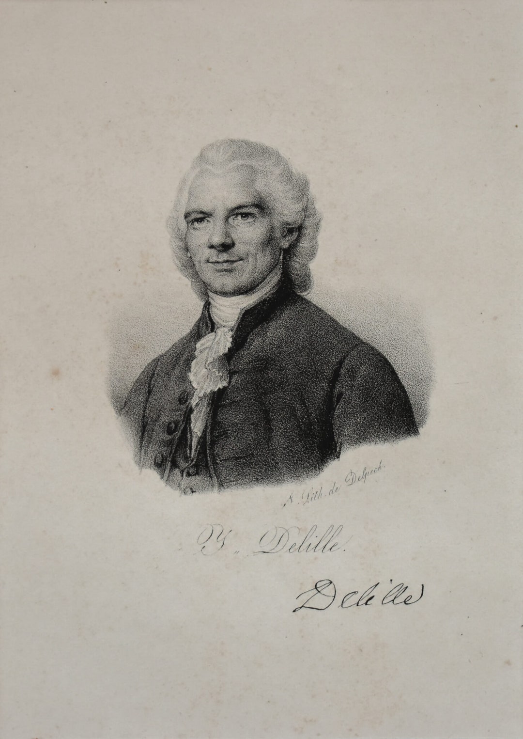 Antique Lithograph Print Portrait French Poet Jacques Delille, Circa ...