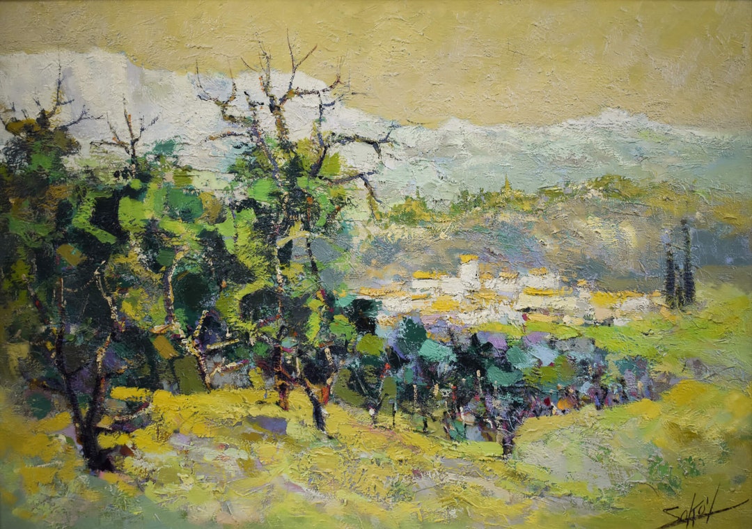 Original Vintage Post-impressionist Oil Painting Landscape of Haute ...
