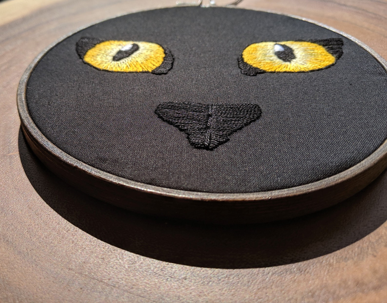 Black Cat Eyes Hand Embroidery Wall Art for Feline Lovers - Etsy