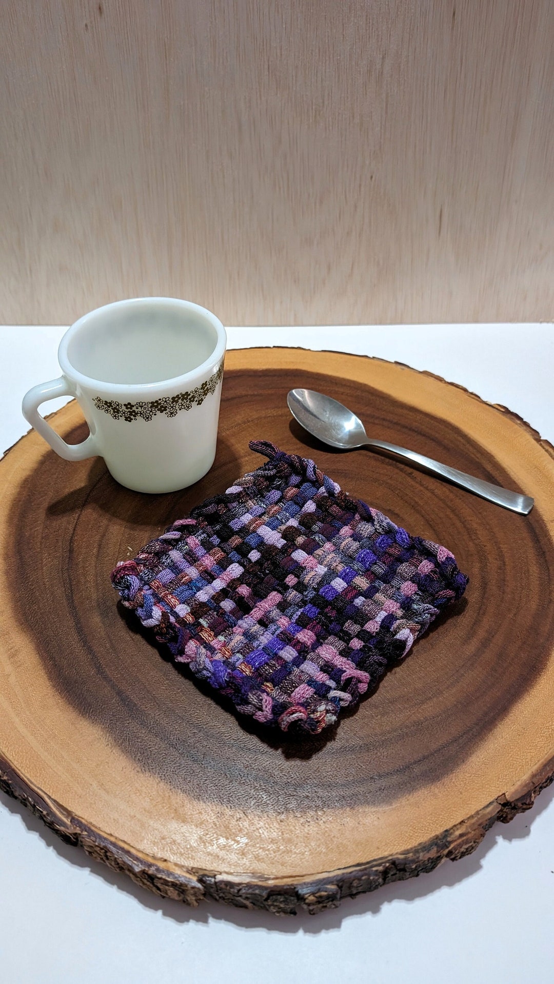 Purple Handmade Loom Woven Potholder, Trivet, Hotpad, Oven Mitts, Plant ...