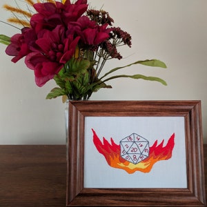 Fire D20 Framed Embroidery - Etsy