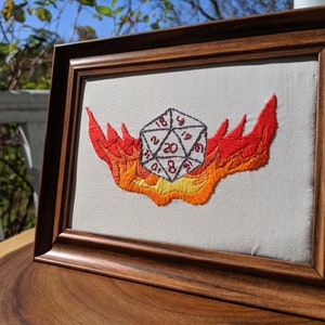 Fire D20 Framed Embroidery - Etsy