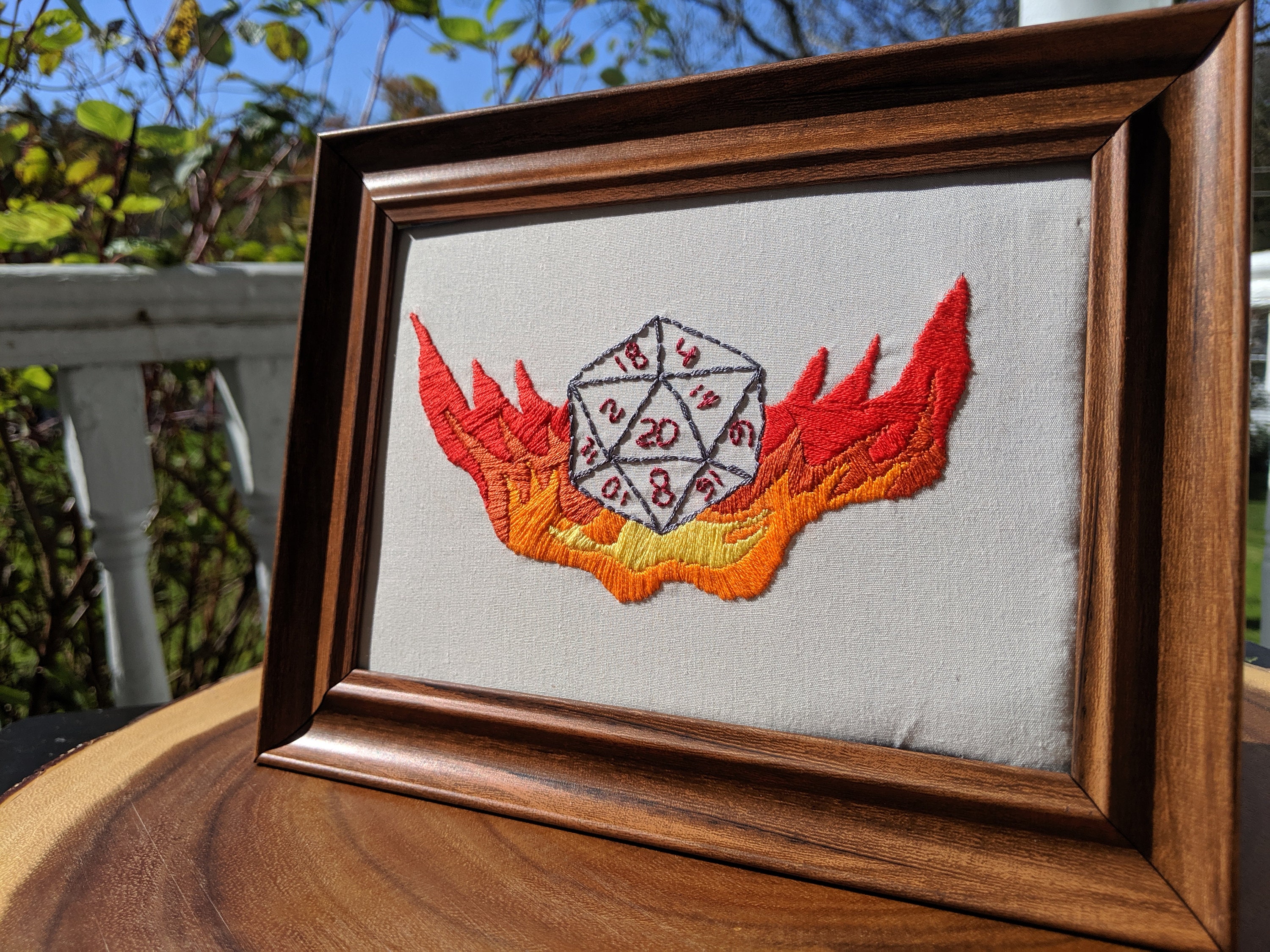 Fire D20 Framed Embroidery - Etsy