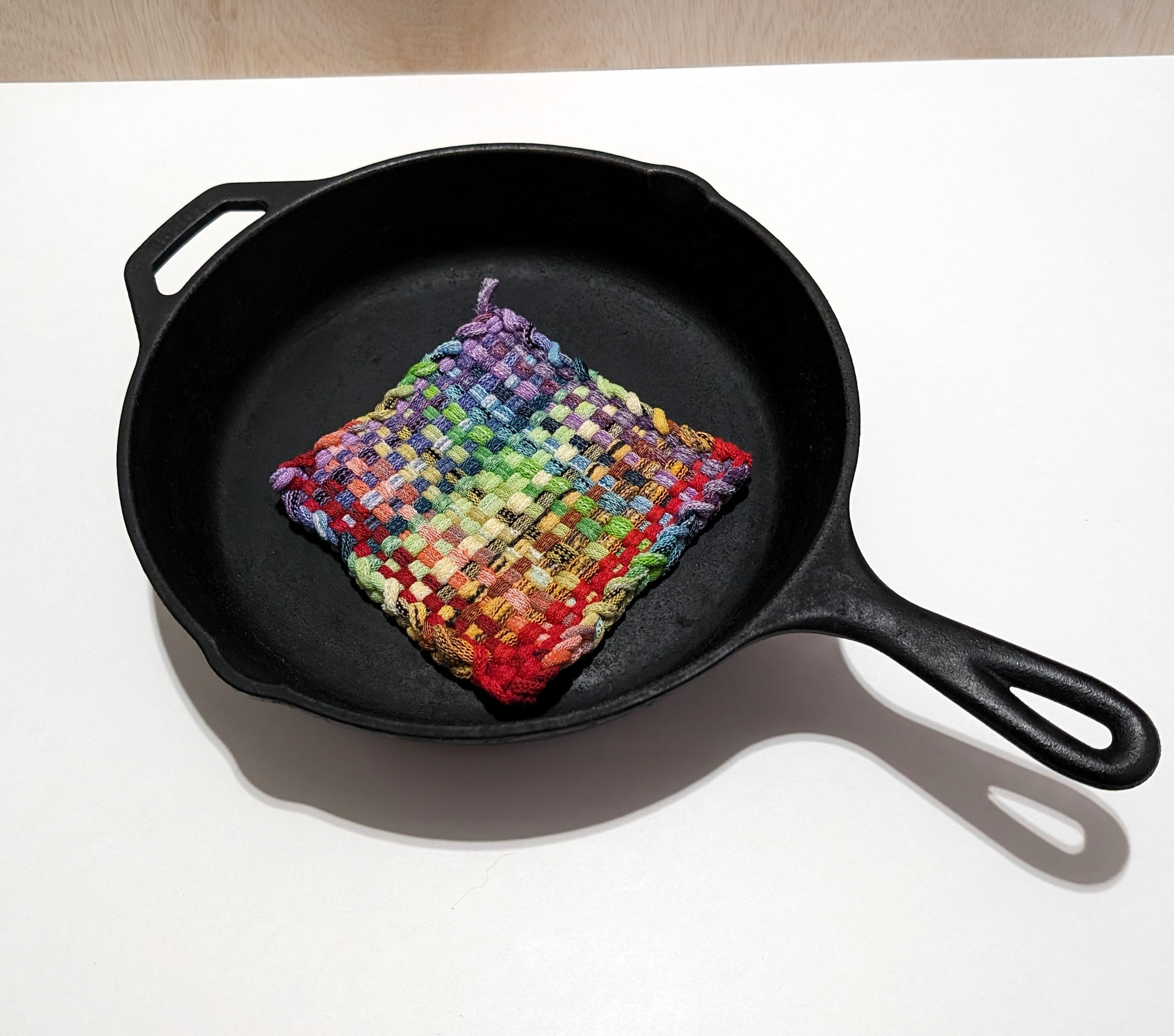Rainbow Square Handmade Loom Woven Potholder, Trivet, Hotpad, Oven ...