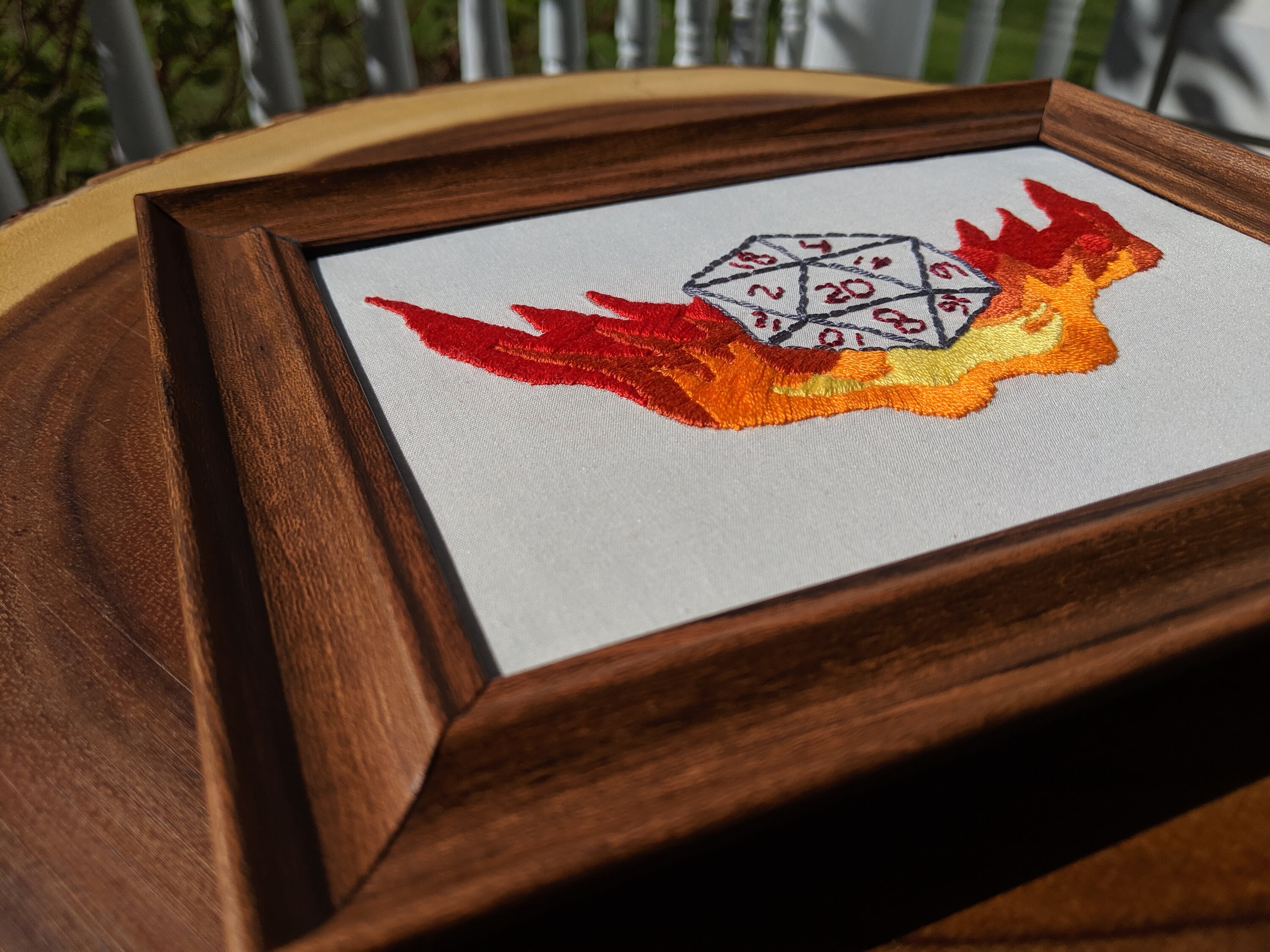 Fire D20 Framed Embroidery - Etsy
