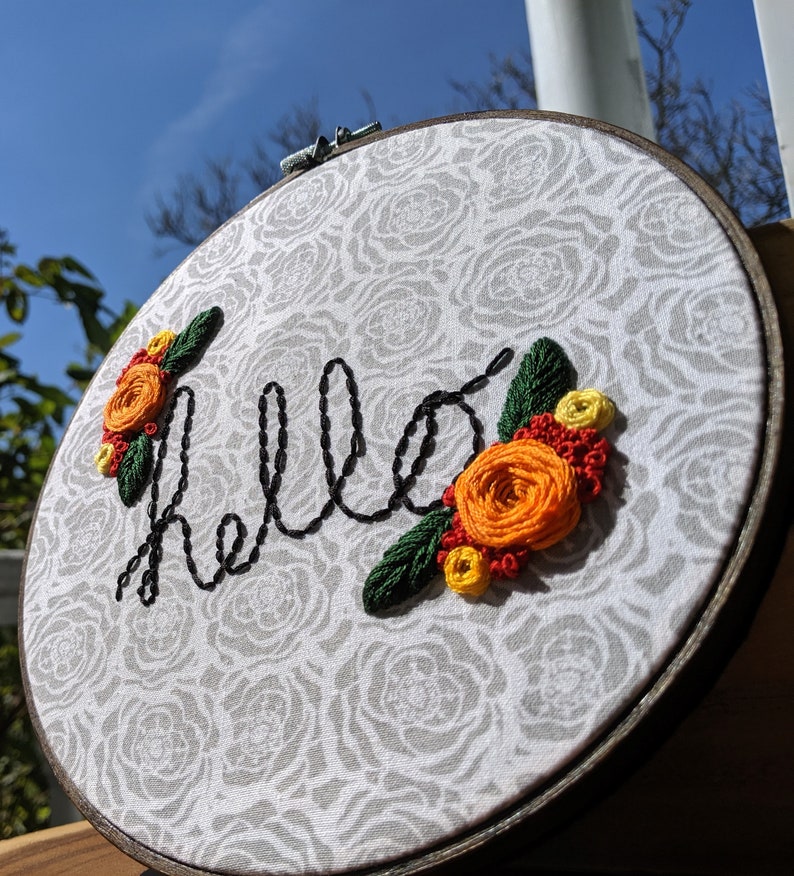 Hello Welcome Embroidery Door Sign - Etsy