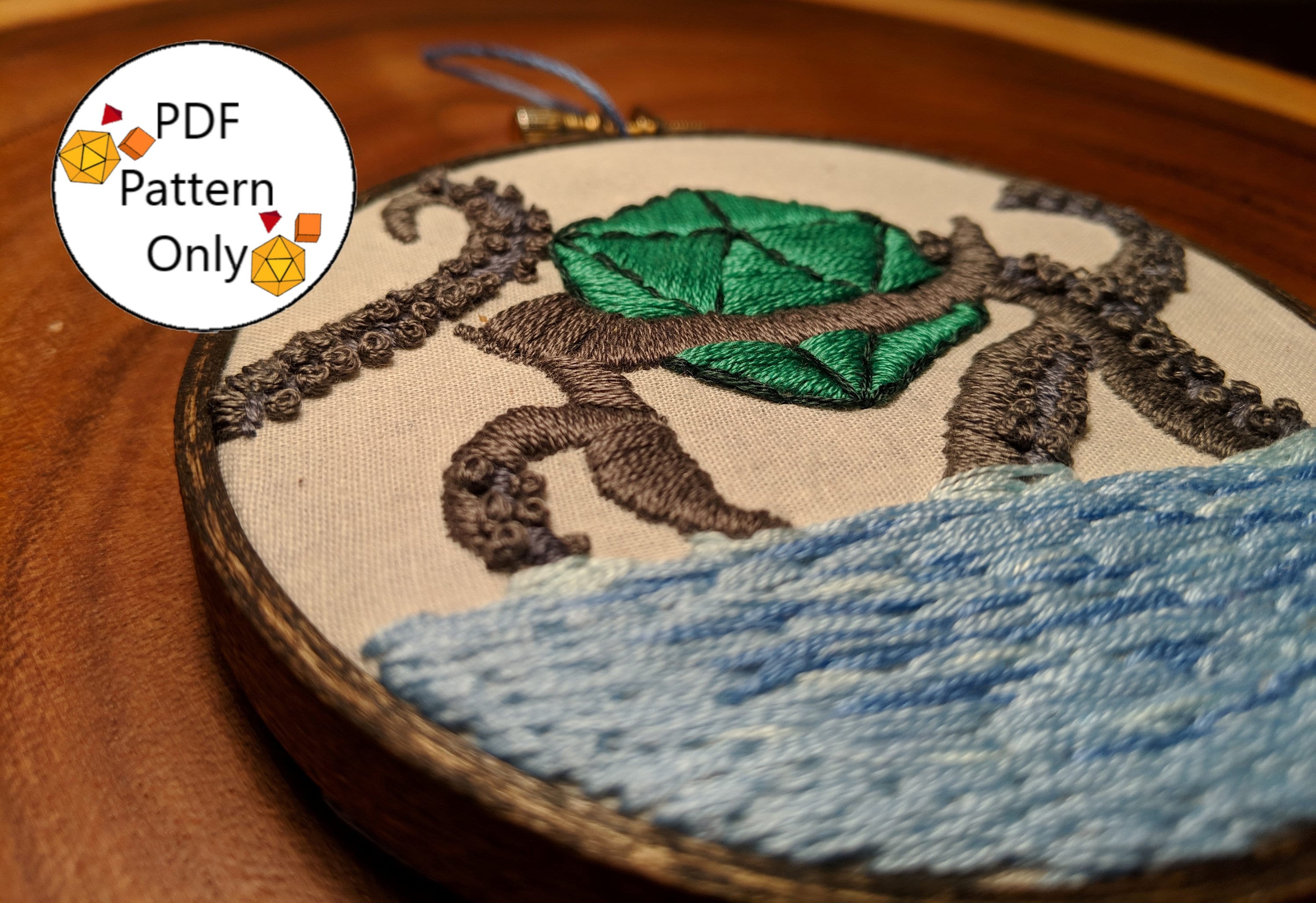 D20 Dice Kraken Digital Embroidery Pattern With Instructions - Etsy