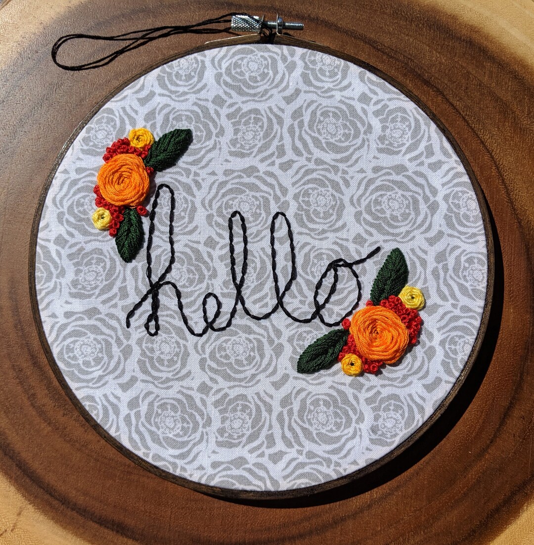 Hello Welcome Embroidery Door Sign - Etsy