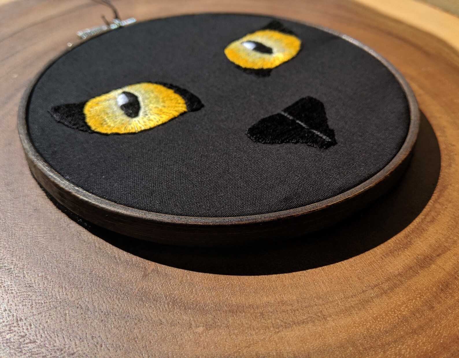 Black Cat Eyes Hand Embroidery Wall Art for Feline Lovers - Etsy