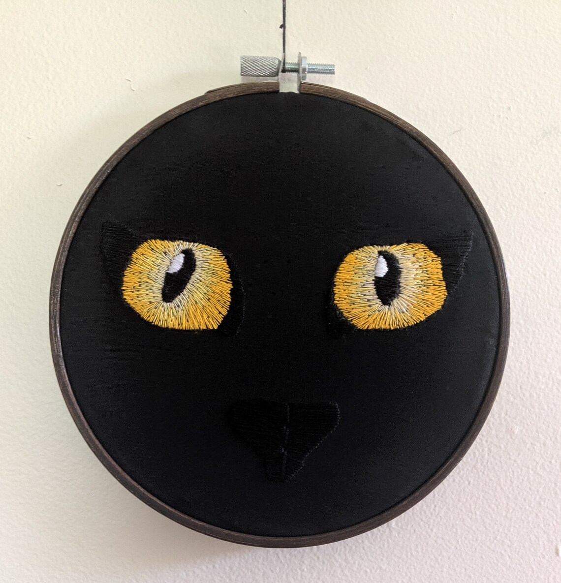 Black Cat Eyes Hand Embroidery Wall Art for Feline Lovers - Etsy