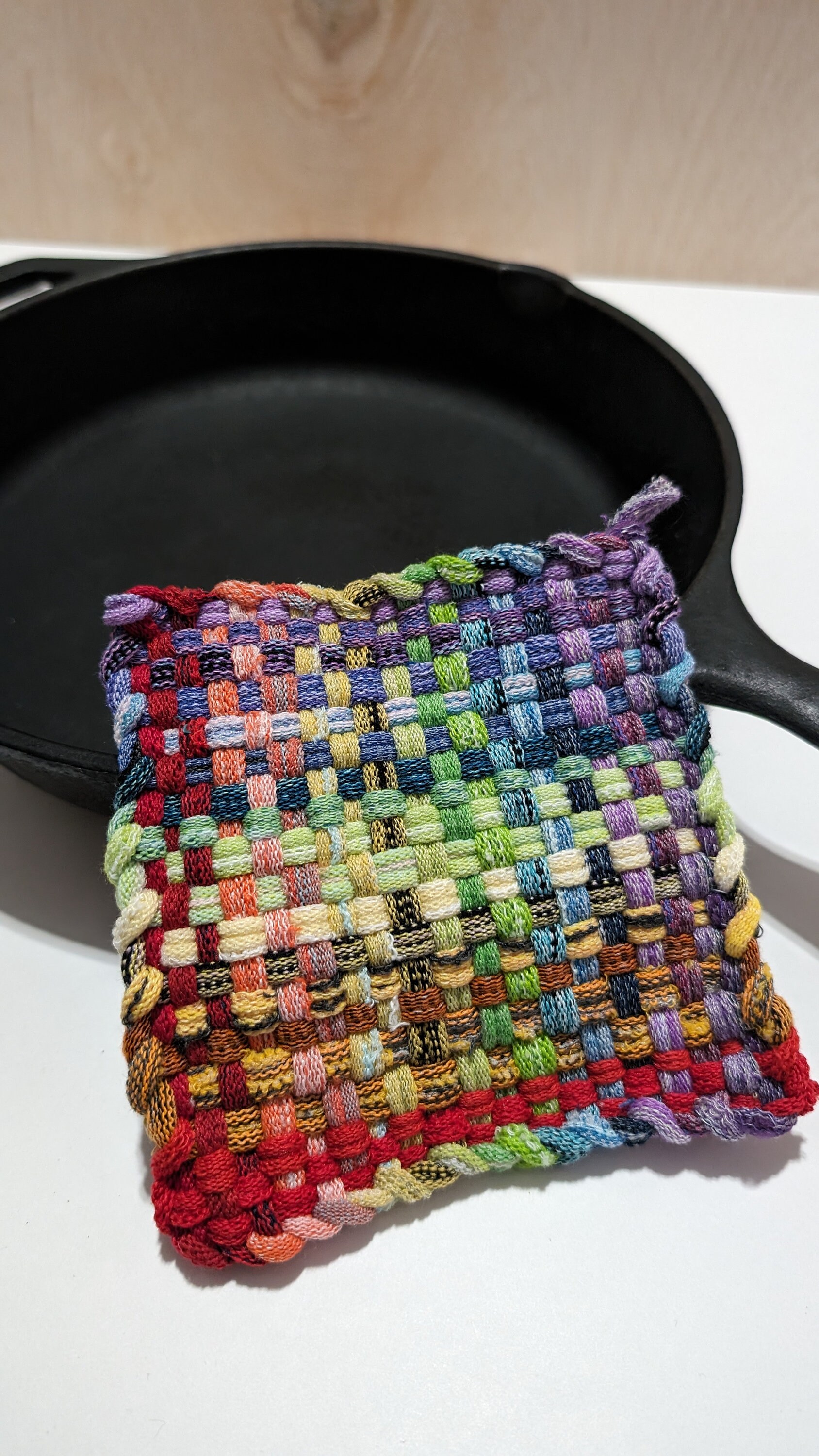 Rainbow Square Handmade Loom Woven Potholder, Trivet, Hotpad, Oven ...