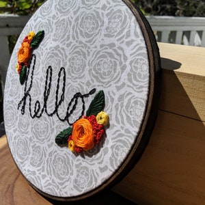 Hello Welcome Embroidery Door Sign - Etsy