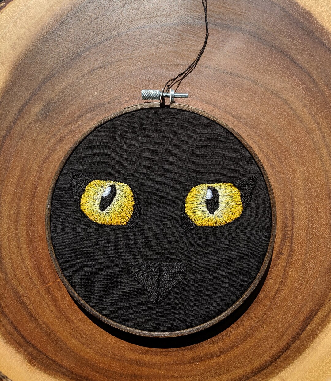 Black Cat Eyes Hand Embroidery Wall Art for Feline Lovers - Etsy