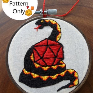 D20 Snake Embroidery PDF Pattern With Instructions - Etsy