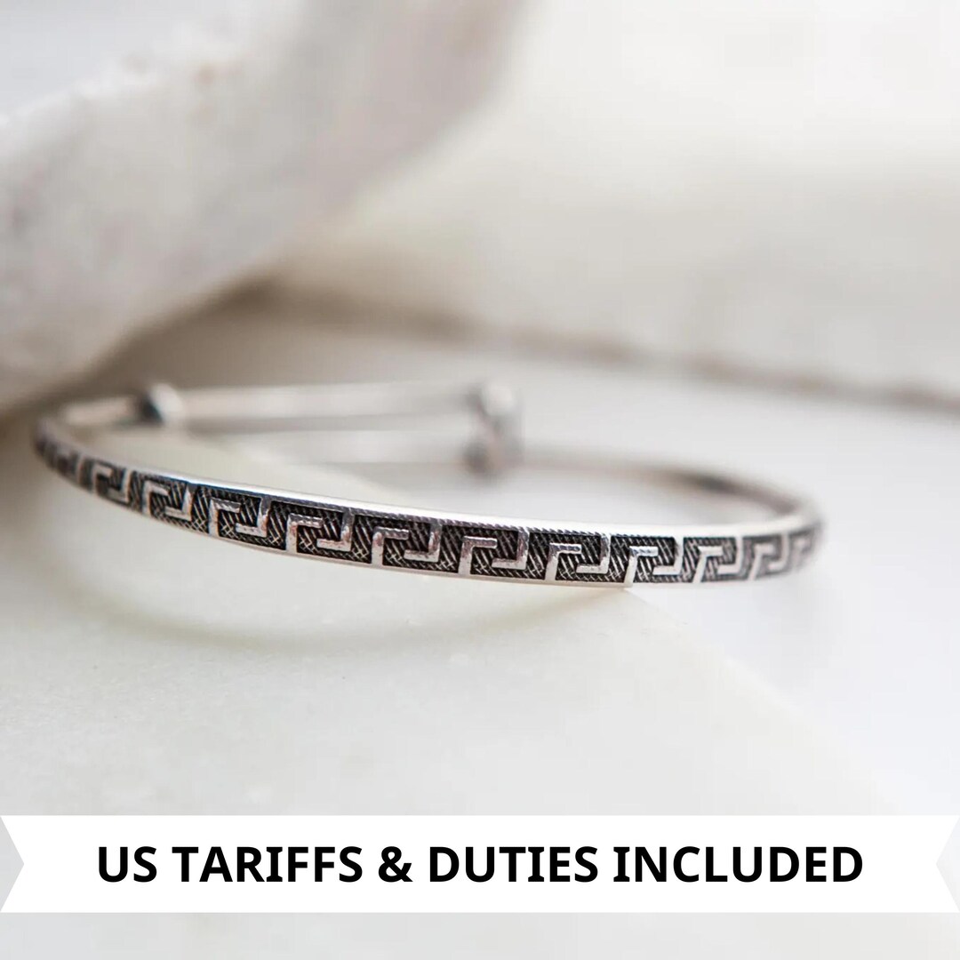 Silver Meander Bracelet, Thin Adjustable Bracelet, Ancient Greek ...