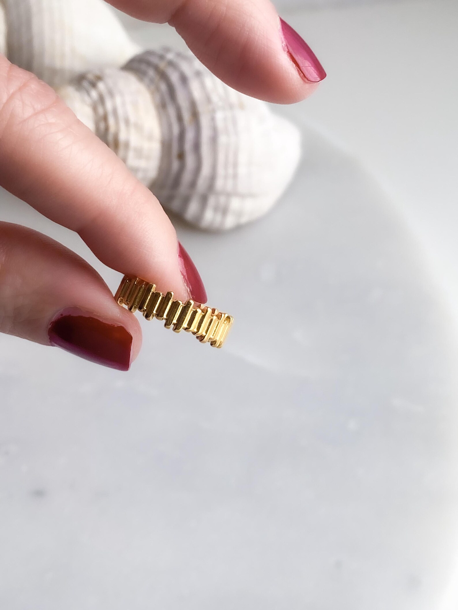 Organic Shape Wide Band With Lines, Antique Gold Knuckle Ring ...
