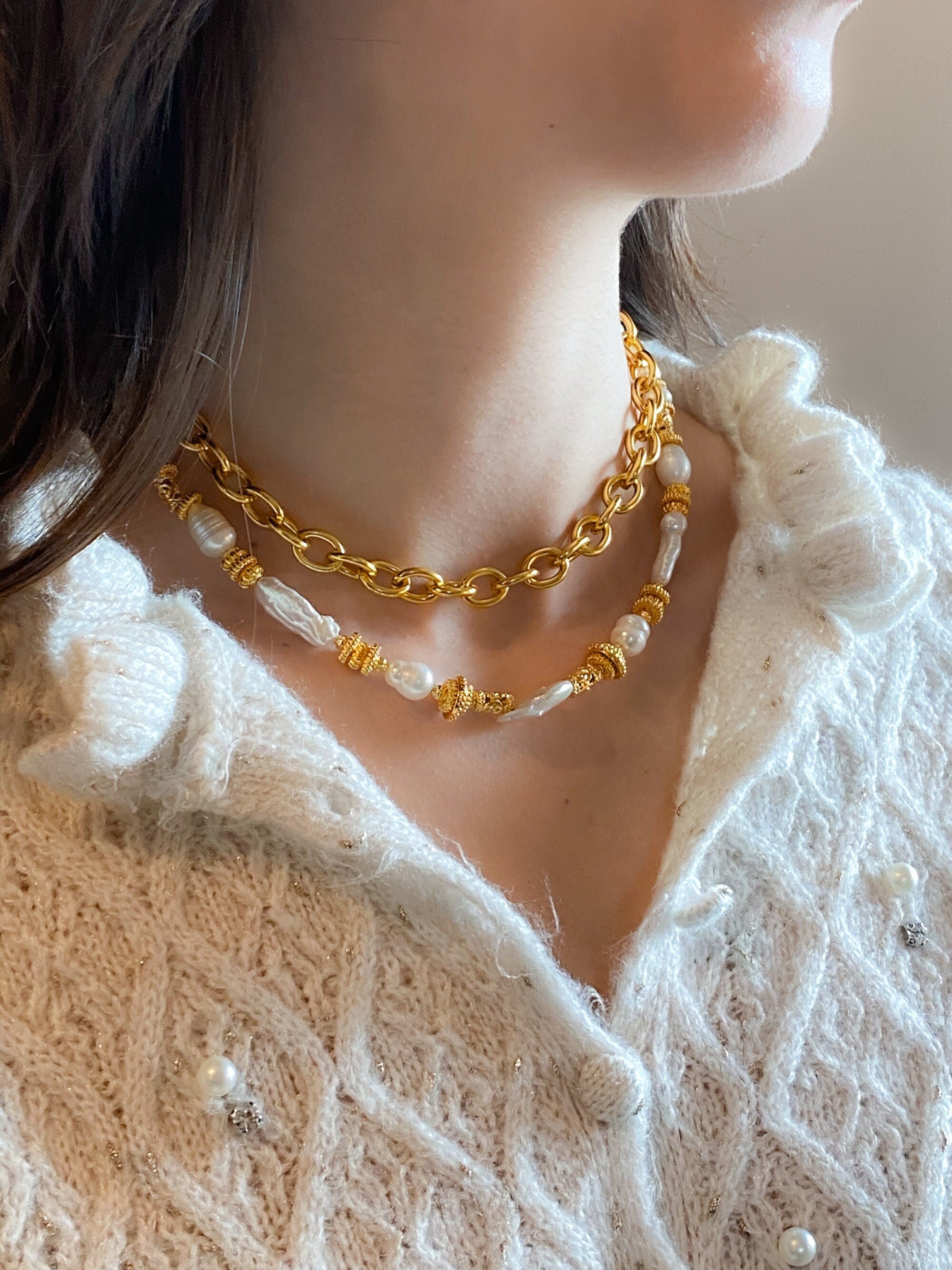 Freshwater Pearl Necklace, Irregular Baroque Pearls Necklace, Bridal ...