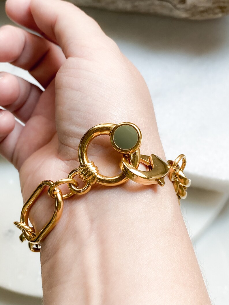 Bracelet Large Gold Chain Anniversary Gift Bracelet Chunky Toggle ...