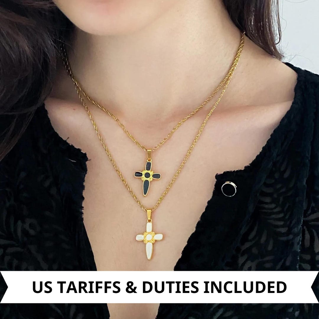 Christian Cross Chain Necklace, Christmas Gift, White Cross Pendant ...