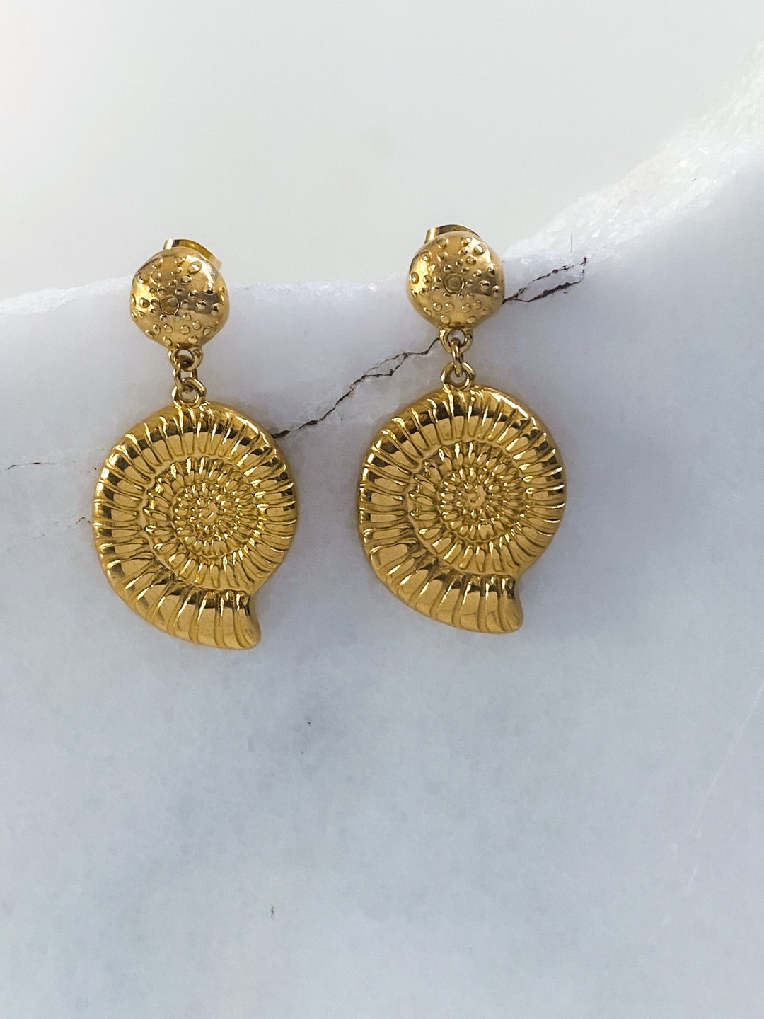 Gold Sea Shell Earrings, Mermaidcore Jewelry, Sea Urchin Summer ...