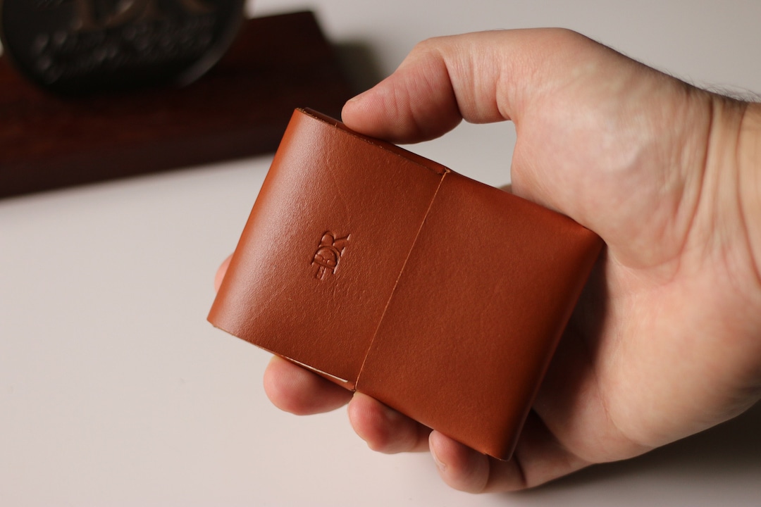 Stitchless Wallet, Handmade Wallet, Veg Tan Italian Leather, Mini Mens ...