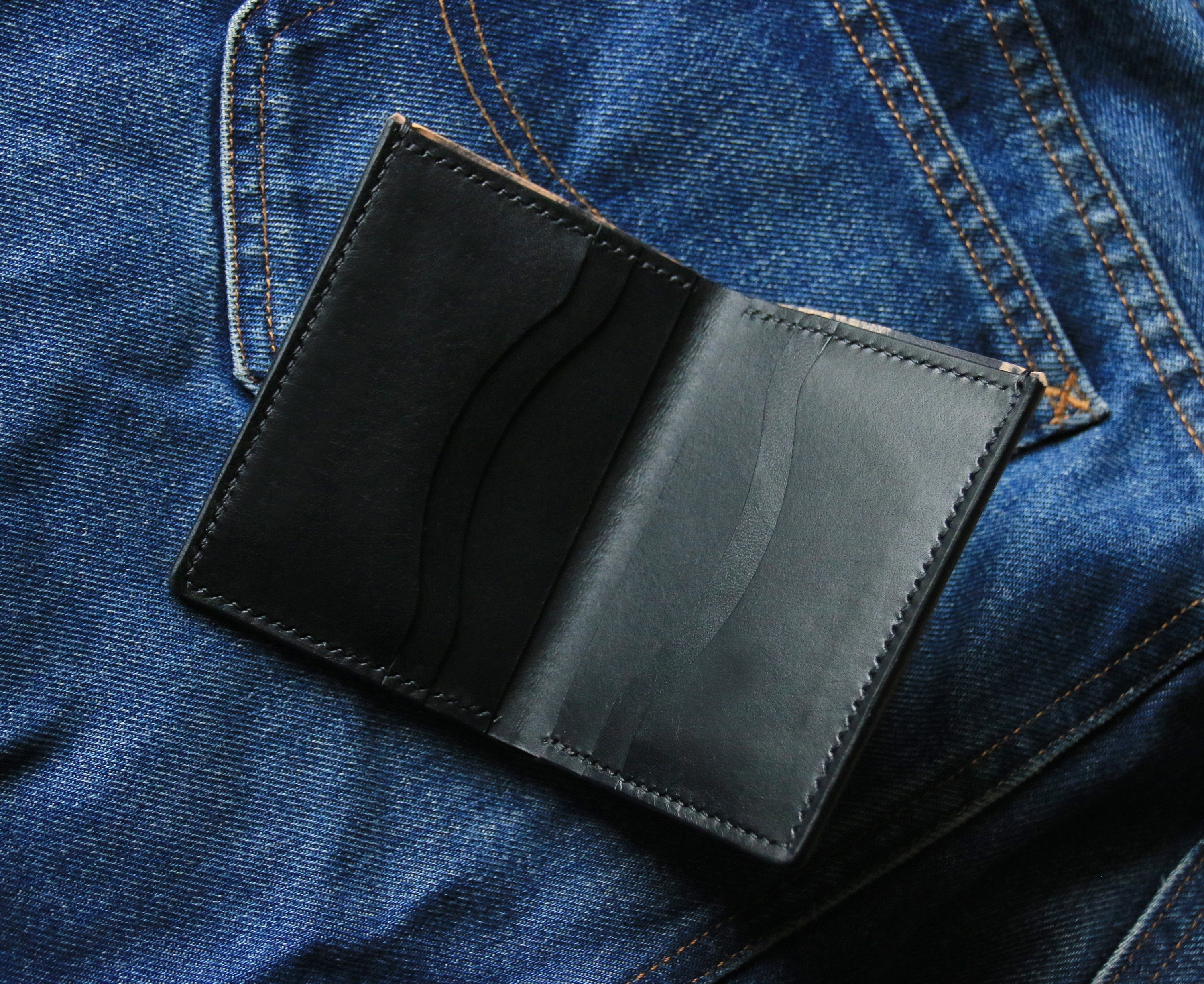 Luxury Wallet, Black Marbled Shell Cordovan, Minimal Wallet, Thin ...