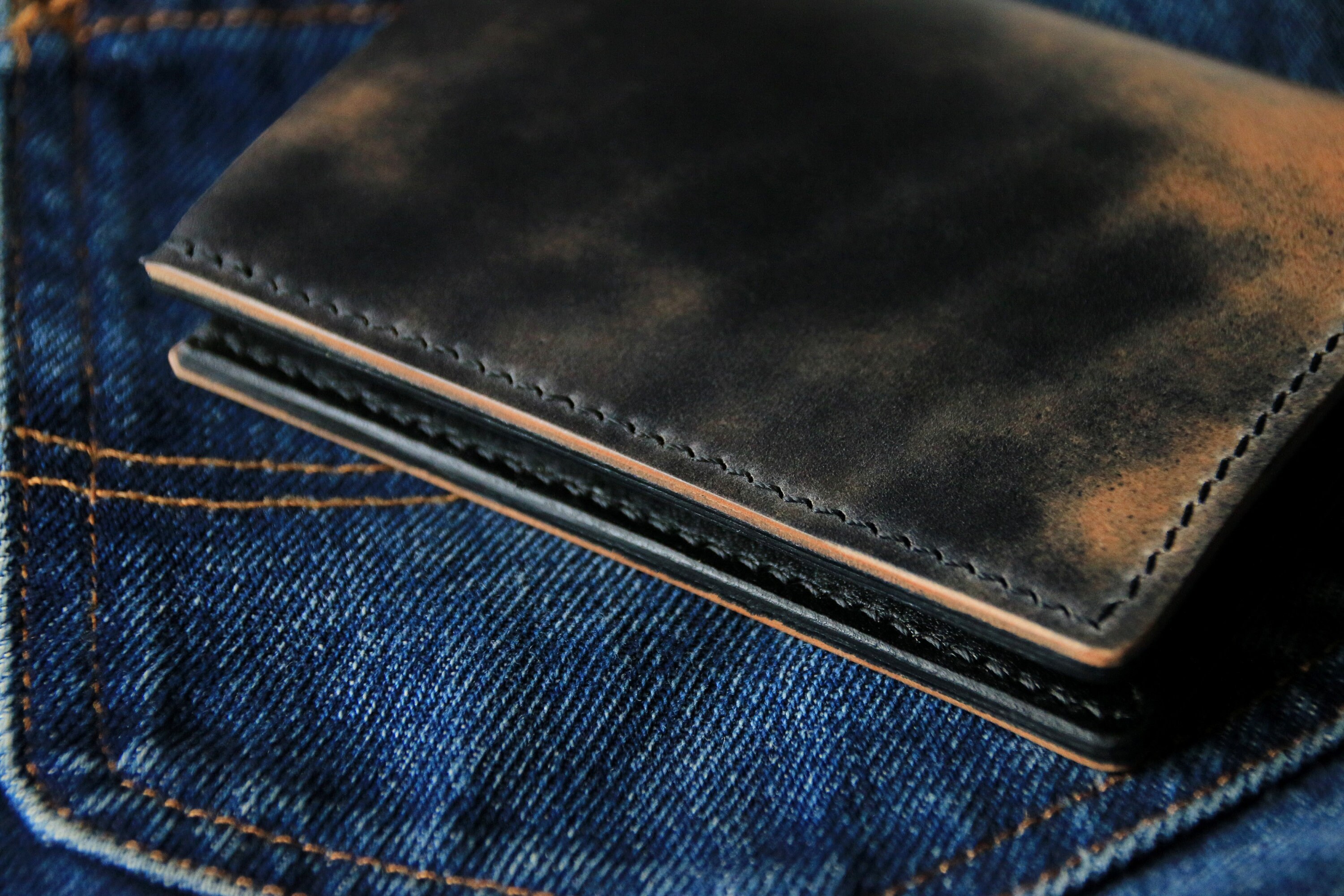 Luxury Wallet, Black Marbled Shell Cordovan, Minimal Wallet, Thin ...