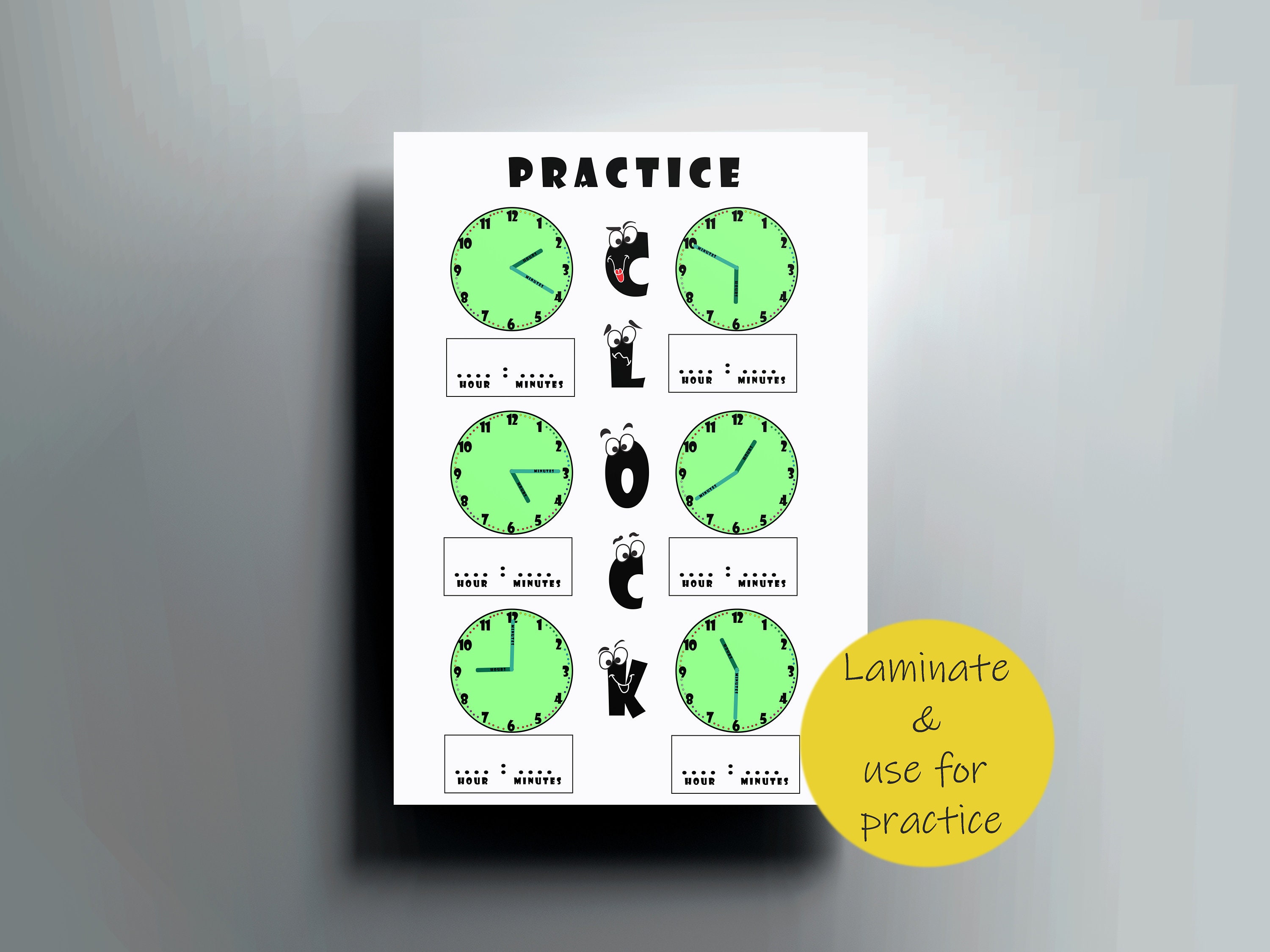 Learn to Tell the Time, Kids Learning Printables, Colouring Clock, Fun ...