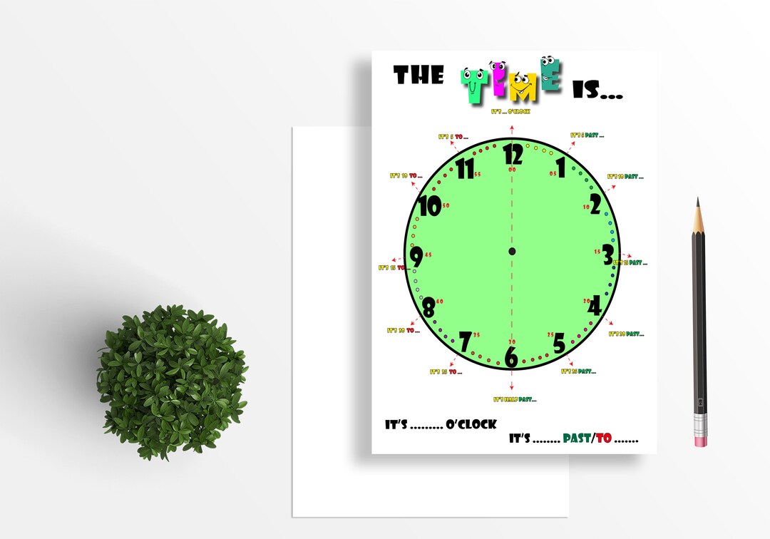 Learn to Tell the Time, Kids Learning Printables, Colouring Clock, Fun ...