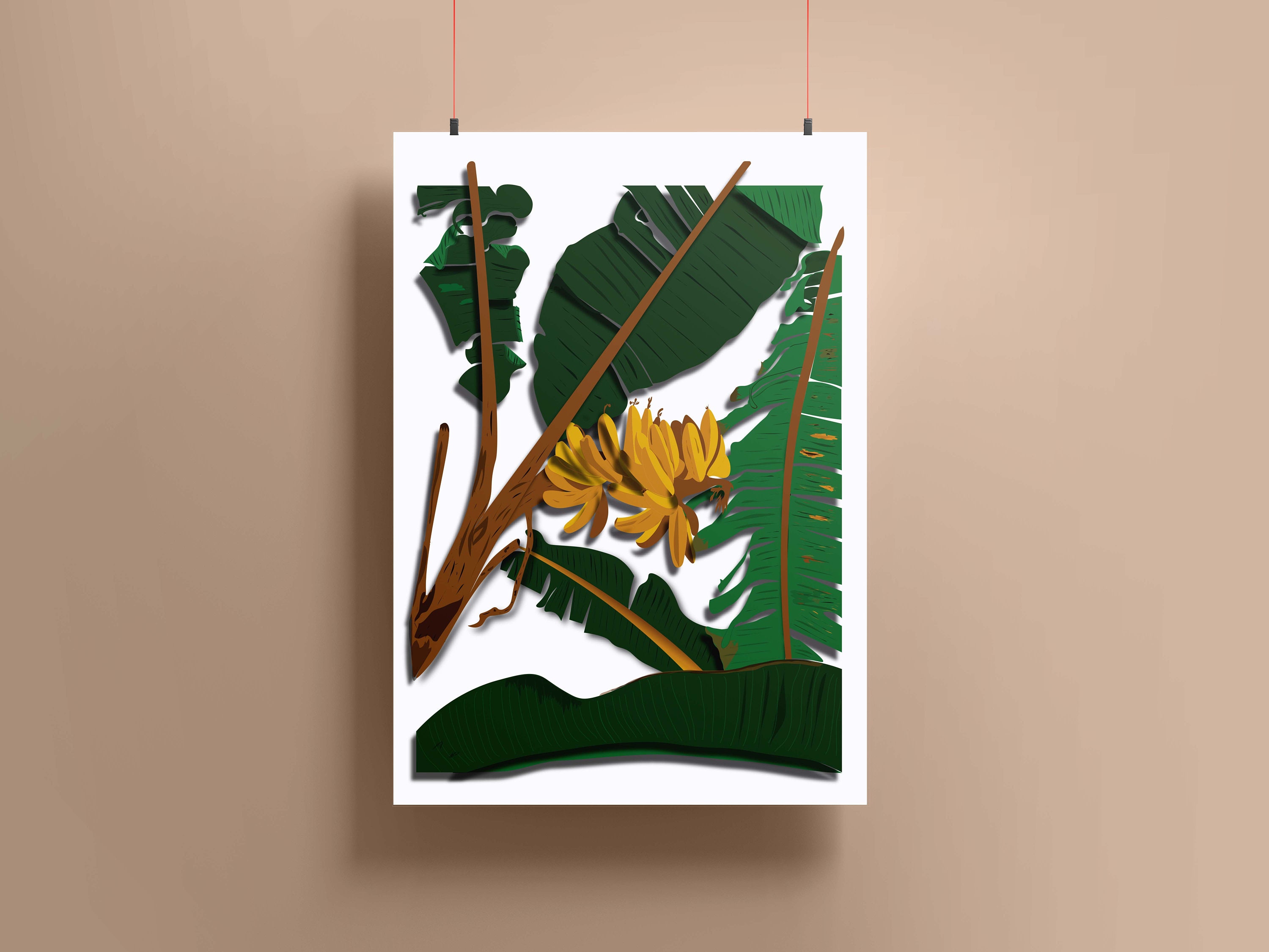 Banana Print/botanical Print/ Boho Abstract Banana Tree /wall Art/boho ...